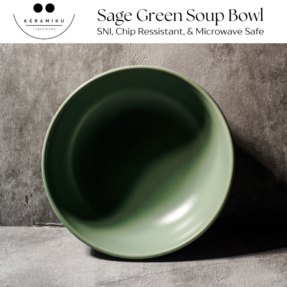 Jual SAGE GREEN MANGKOK SUP KUAH KERAMIK TAHAN GORES PANAS MICROWAVE ...