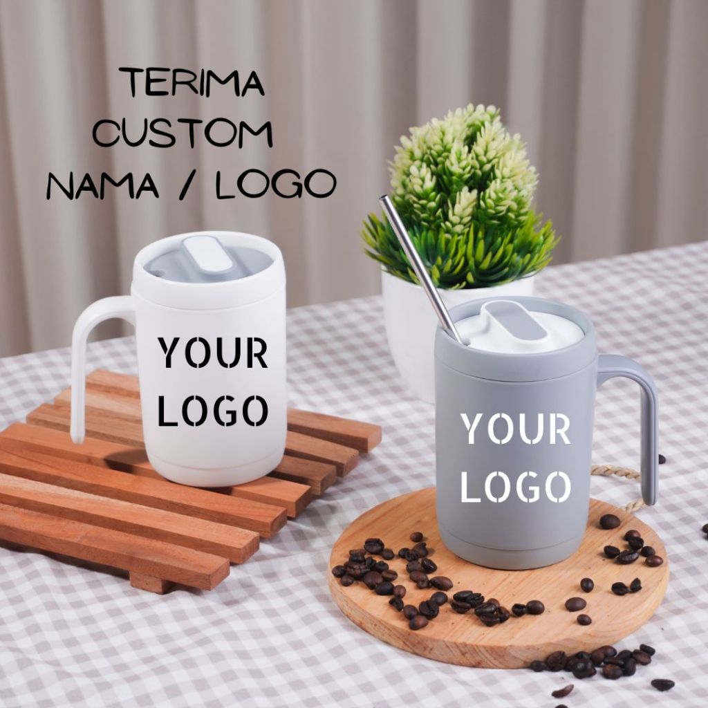 Jual Mug Gelas Cangkir Plastik Custom 500 ml Tumbler Aesthetic Office ...