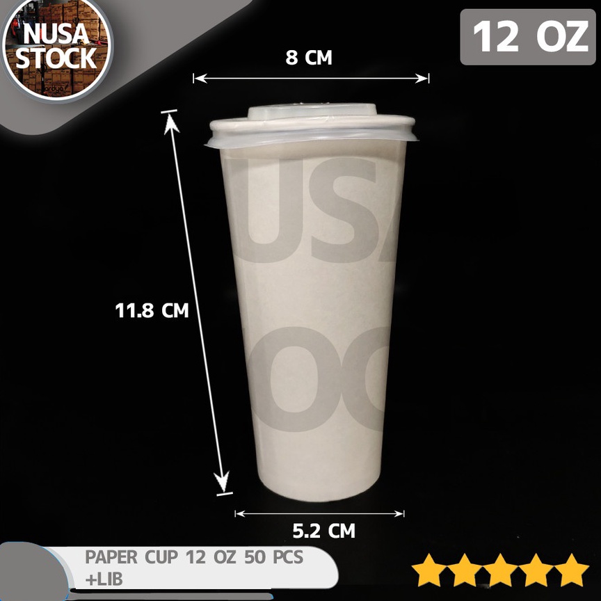 Jual Harga Murah PAPER CUP GELAS KERTAS JUS SODA 12 OZ 36 ML 5 PC LID ...