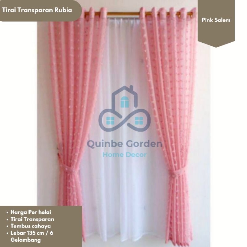 Jual Tirai Transparan Pink Salem Rubia Gorden Tipis Smokring Ruby ...