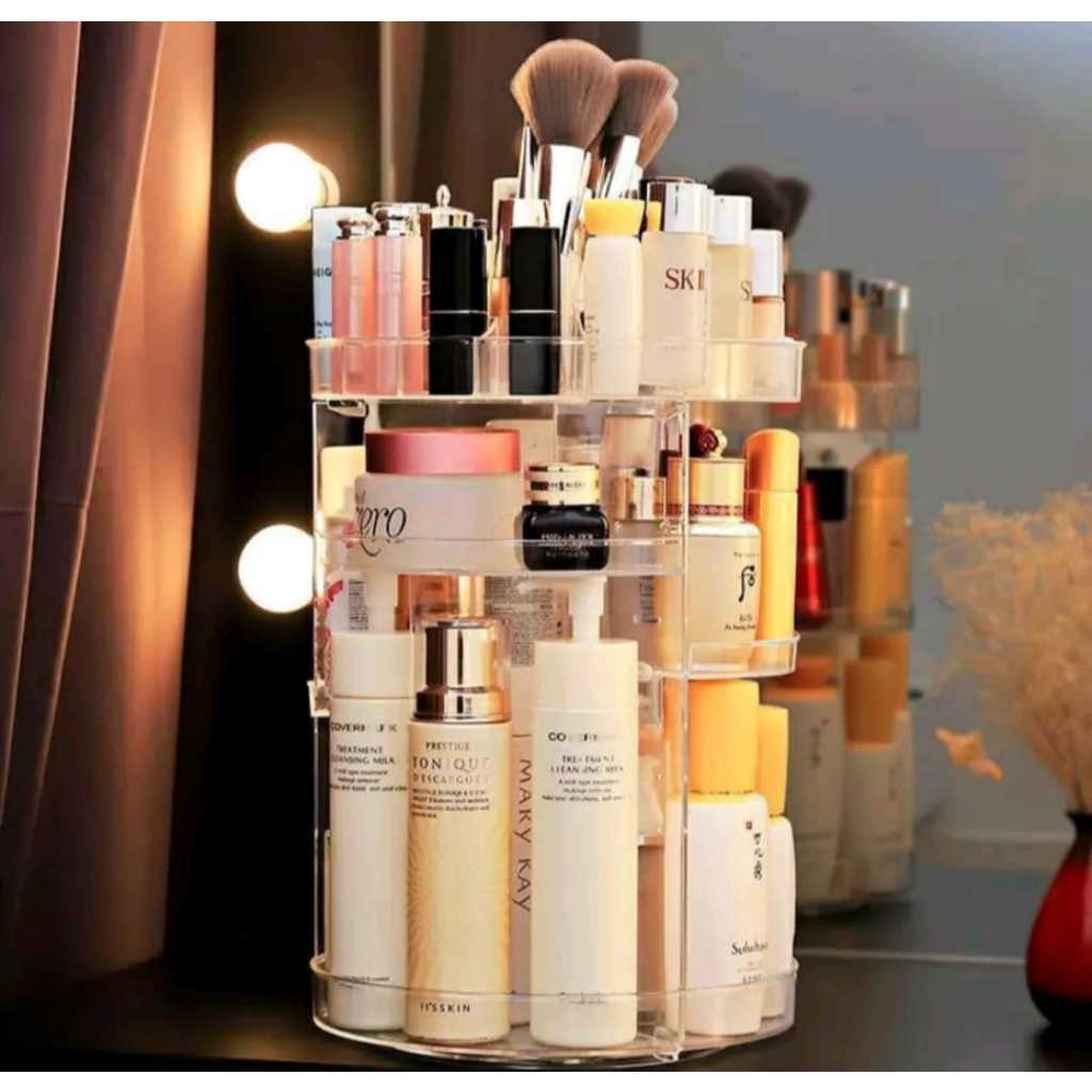 Jual Rak Kosmetik Putar Acrylic Motif Diamond - Rak Makeup / Rak ...