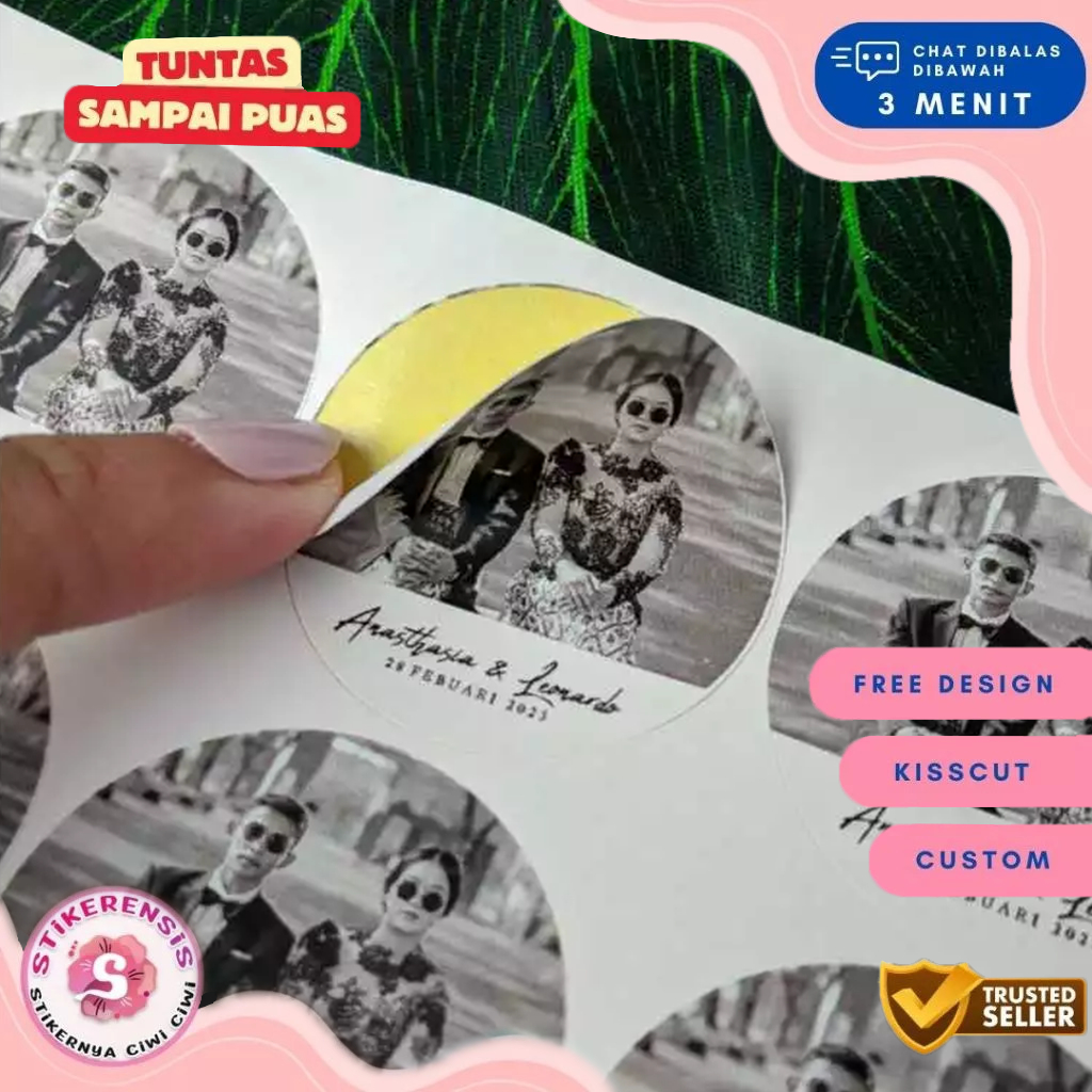 Jual 5-8 Sticker Wedding Souvenir Stiker Custom Ucapan Nikah ...