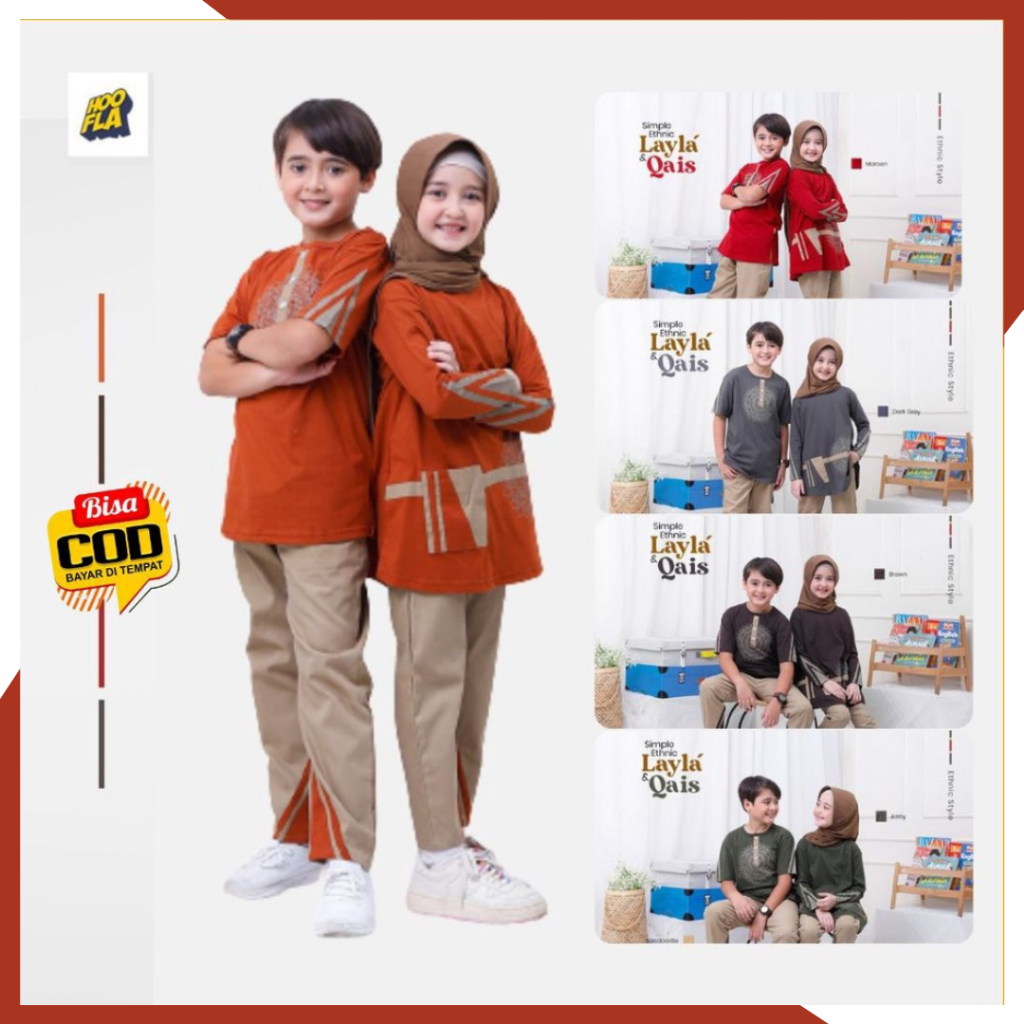 Jual HOOFLA Baju Setelan Anak Laki Laki dan Perempuan Umur 5 - 12 Tahun Simple Ethnic Layla ...