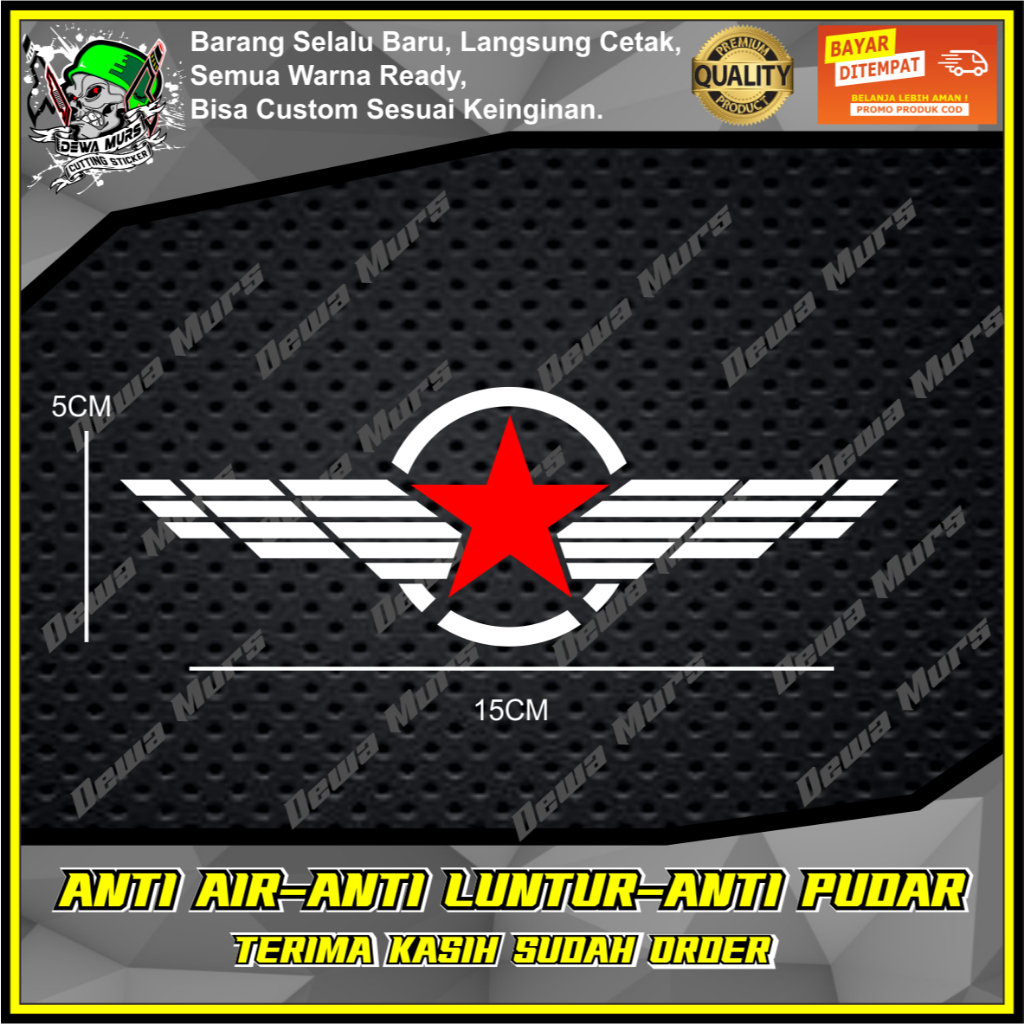 Jual Cutting Sticker BINTANG BERSAYAP 2 WARNA Sticker Cocok Buat Motor ...