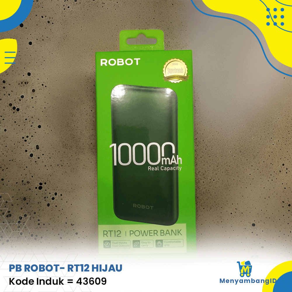 Jual 43609 | POWERBANK ROBOT- RT12 HIJAU | Shopee Indonesia