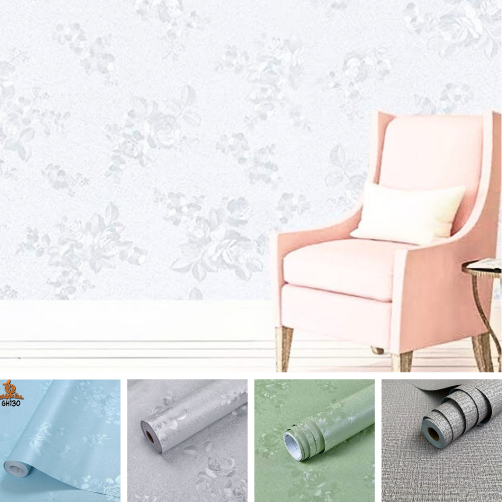 Jual Wallpaper Stiker Dinding Dekorasi Kamar Motif Polos Embos Bunga ...