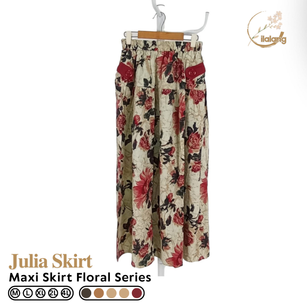 Jual Julia Maxi Skirt Rok Panjang Katun Motif Bunga Casual RM 0004-18 ...