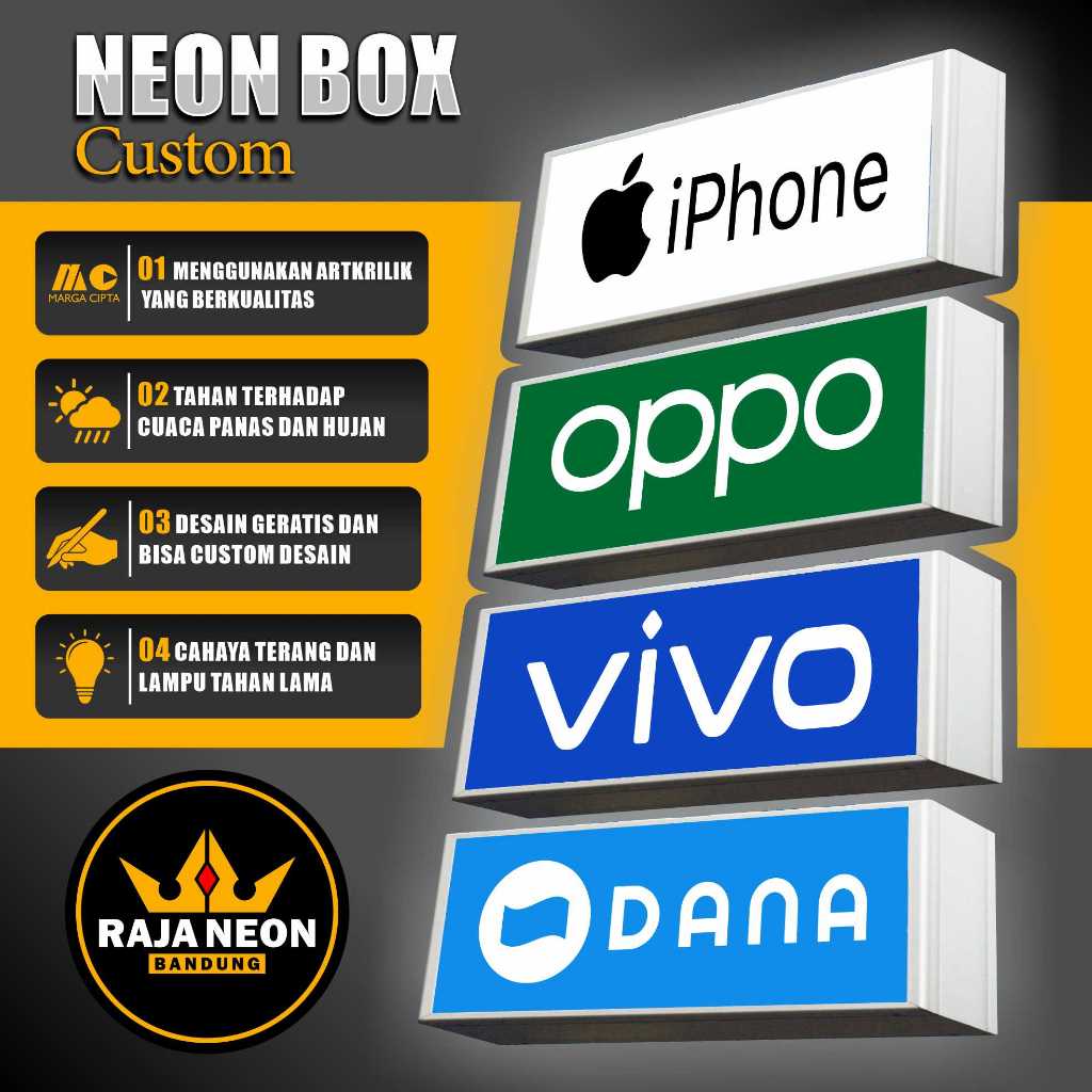 Jual NEON BOX KONTER CELL AKRILIK 2 MUKA | Shopee Indonesia