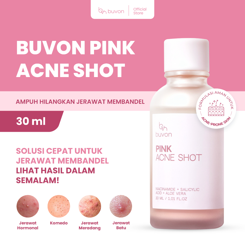 Jual Buvon Pink Acne Shot 30ml – Obat Totol Jerawat Ampuh, Keringkan ...
