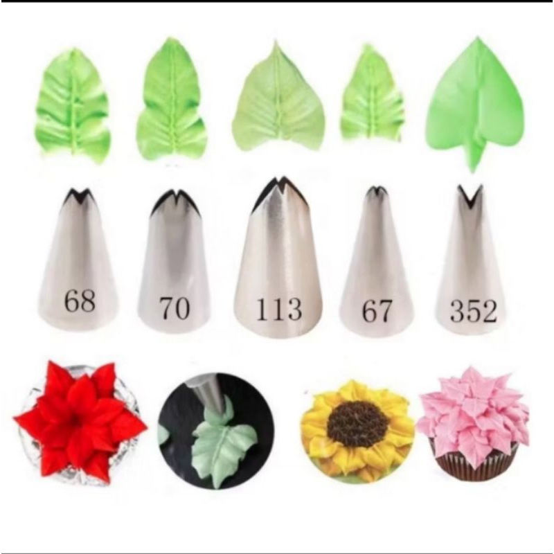 Jual Spuit kue set motif daun / spuit daun cake cream 5 pcs | Shopee ...