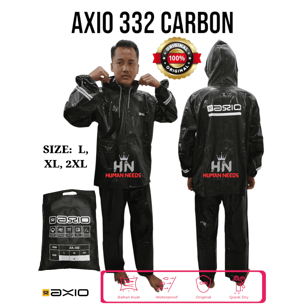 Jual Jas Hujan Axio 332 Carbon Setelan Jaket Celana/Mantel Axio Karet ...