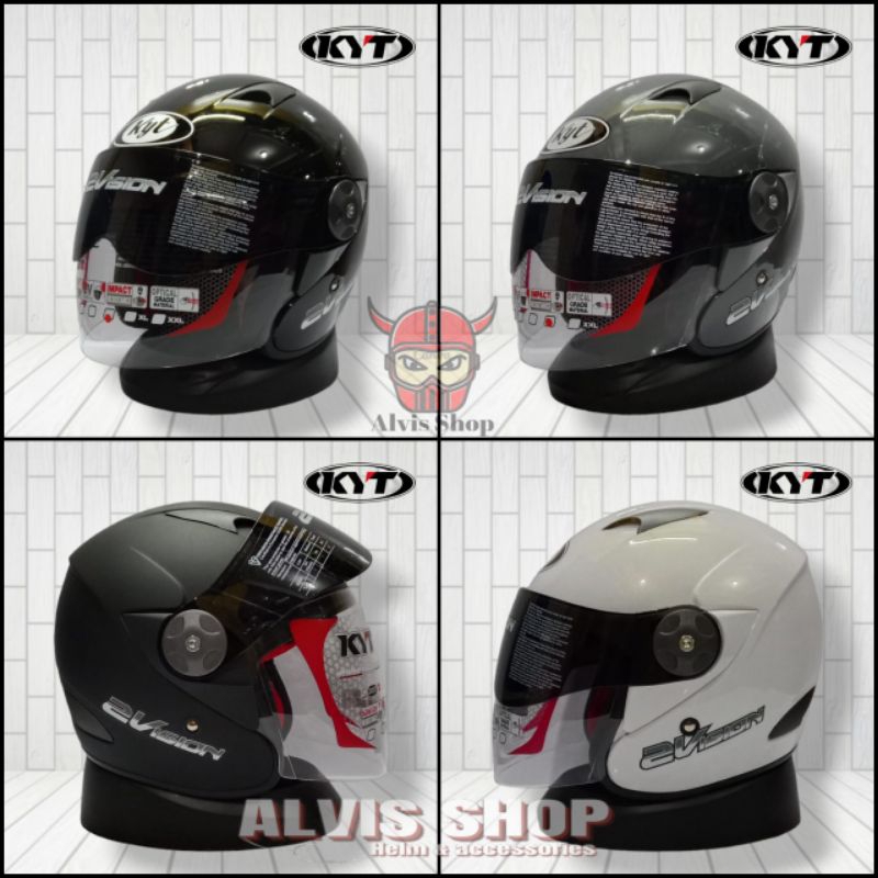 Jual HELM KYT 2 VISION ORIGINAL 100% SOLID/POLOS | HALF FACE | DOUBLE ...