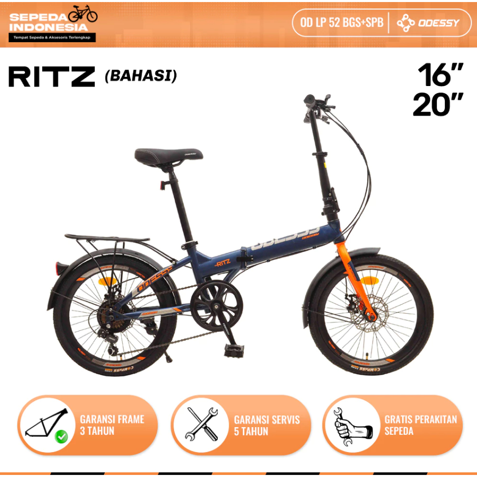 Jual Sepeda Lipat Odessy 52 Ritz Ukuran 16 dan 20 Bahasi + Spakbor ...