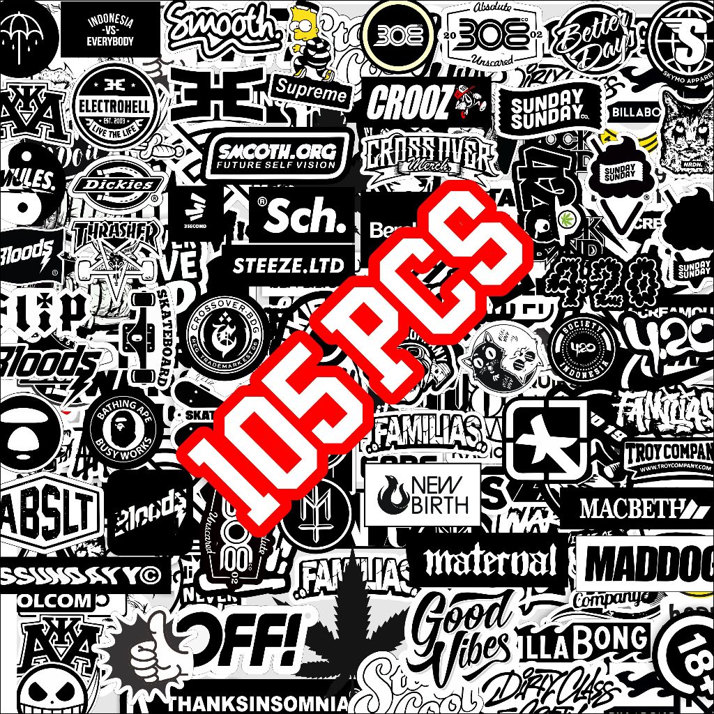 Jual Stiker Brand Distro 105 picis sudah cutting tinggal tempel hitam ...