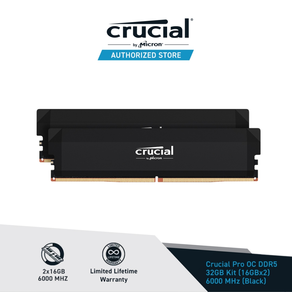 Jual Crucial Pro Overclocking 32GB Kit (16GBx2) DDR5-6000 UDIMM OC ...