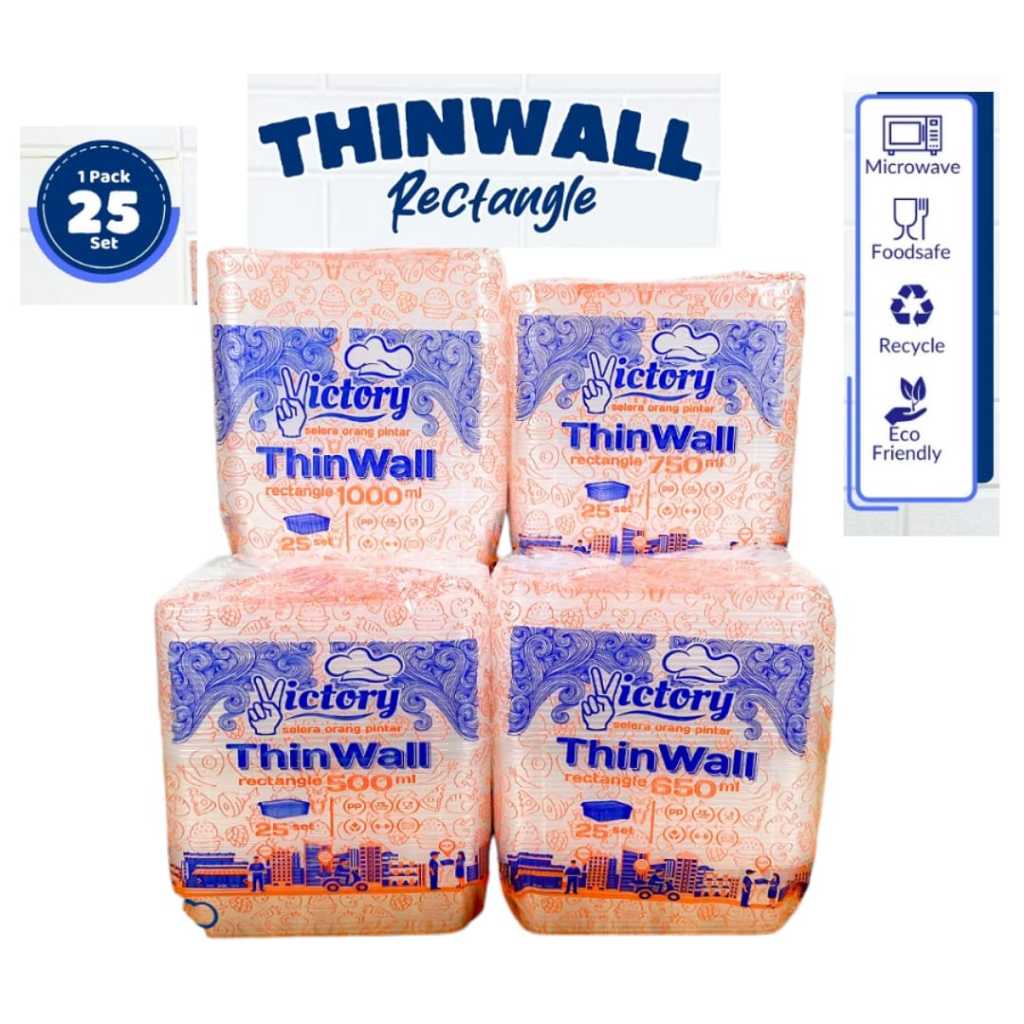 Jual Thinwall Victory Rectangular / persegi 250ml, 500ml, 650ml & 750ml ...
