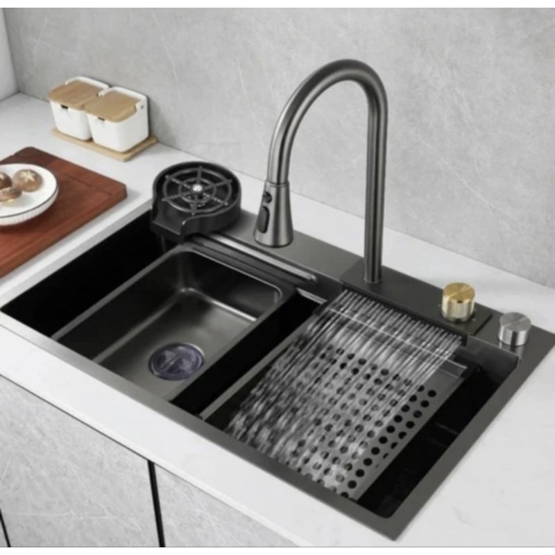 Jual Modern Kitchen Sink / Sink Viral 7546 Stainless Black | Shopee ...