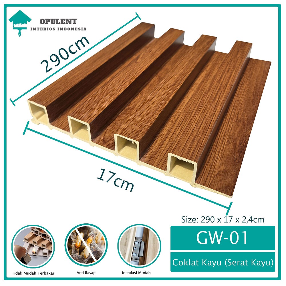 Jual Wood WPC Wall panel 2.9Meter*16Cm Dekorasi Dinding Anti Rayap Dan ...