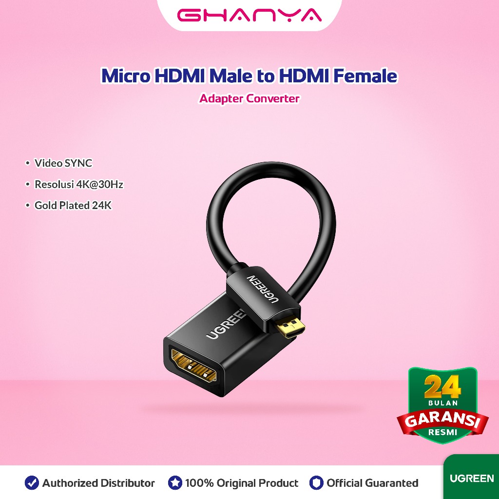 Jual UGREEN Kabel Micro HDMI Male To HDMI Female Support HD 4K 20134 | Shopee Indonesia