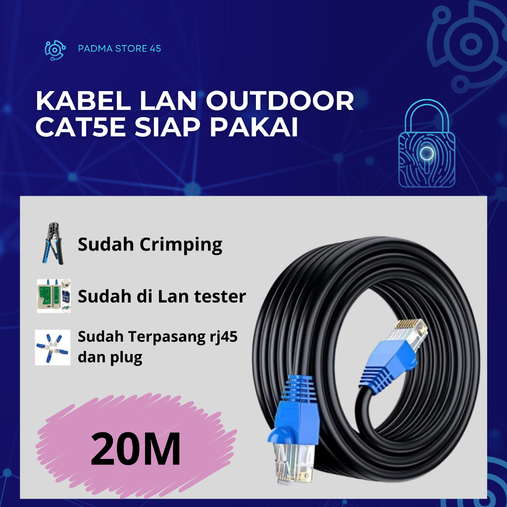 Jual KABEL LAN OUTDOOR CAT5E 20 M, 30M, 50M, 75M, 100M SIAP PAKAI | Shopee Indonesia