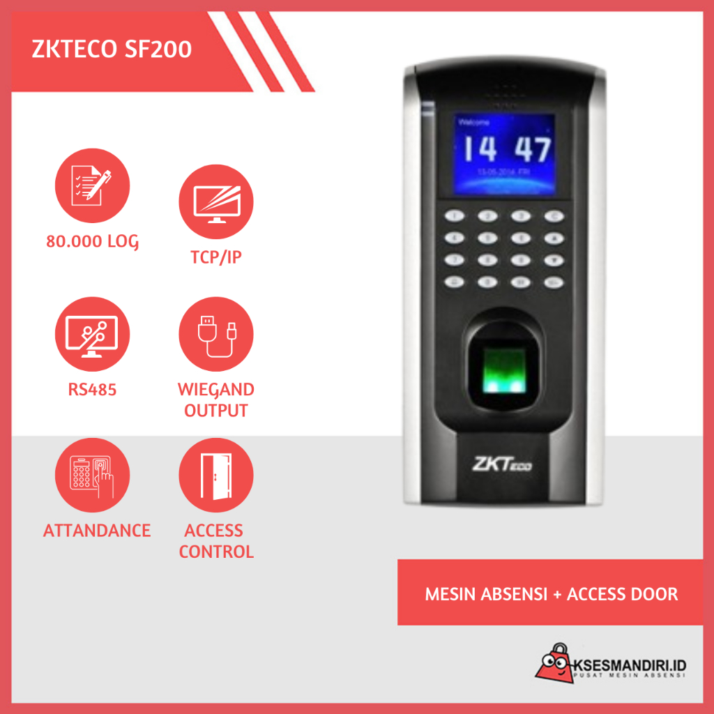 Jual Fingerprint Mesin Absensi Access Door ZKTeco SF200 BISA KARTU | Shopee Indonesia