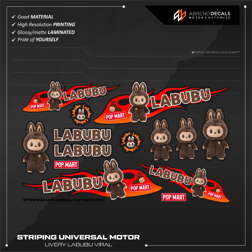 Jual STIKER LABUBU UNIVERSAL MOTOR MATIC / STRIPING MOTOR LABUBU VIRAL ...