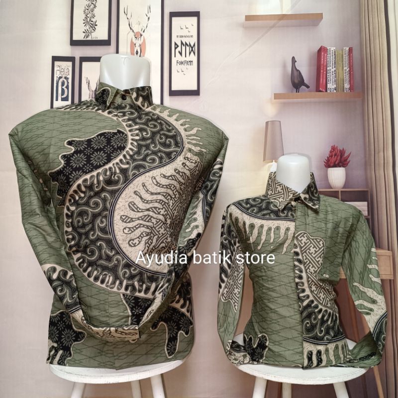 Jual Batik green Sage Batik couple ayah dan anak bahan katun premium l ...