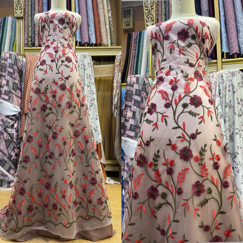 Jual kain tille guardian bunga garden/seragam brukat bridesmaids ...