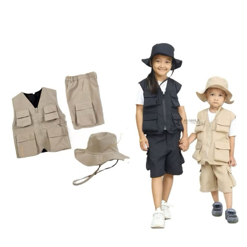 Jual Setelan Baju Rompi SAFARI Anak/Baju Rompi Anak HIKING/Baju Rompi ...