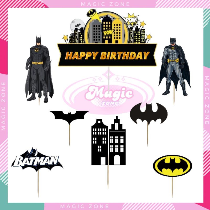 Jual Topper Cake Batman/ Hiasan Kue Ulang Tahun Tusukan/Topper Cake ...