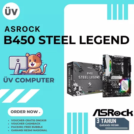 Jual Motherboard Intel Mobo Asrock B450 Steel Legend DDR4 AM4 Micro M ...