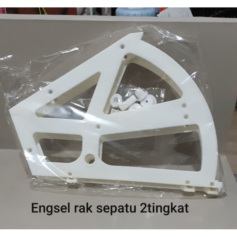 Jual Braket lipat rak sepatu 2susun plastik putih / engsel rak sepatu ...