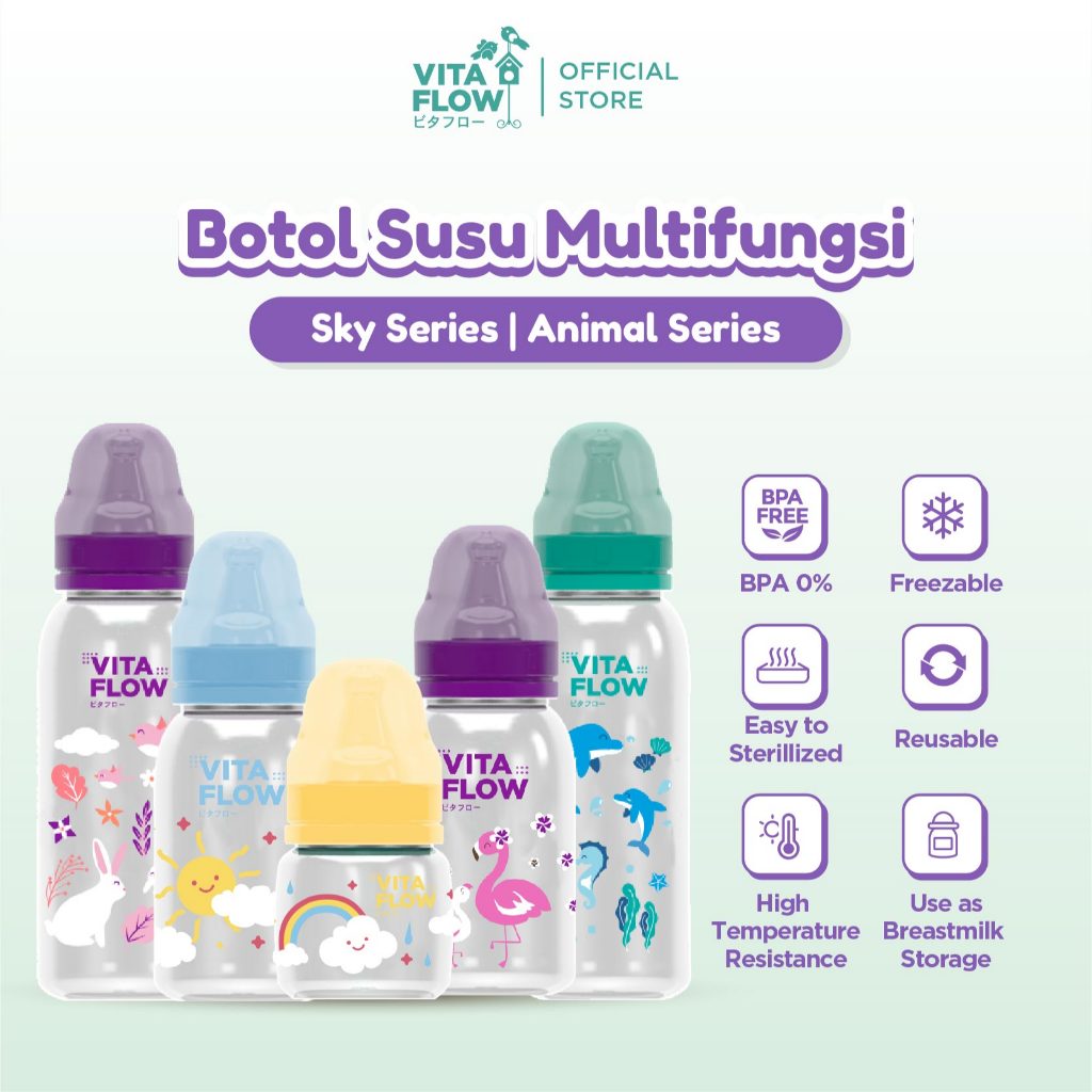 Jual Vitaflow Botol Susu Bayi 60ml 140ml 240ml Wadah ASI BPA Free | Shopee Indonesia