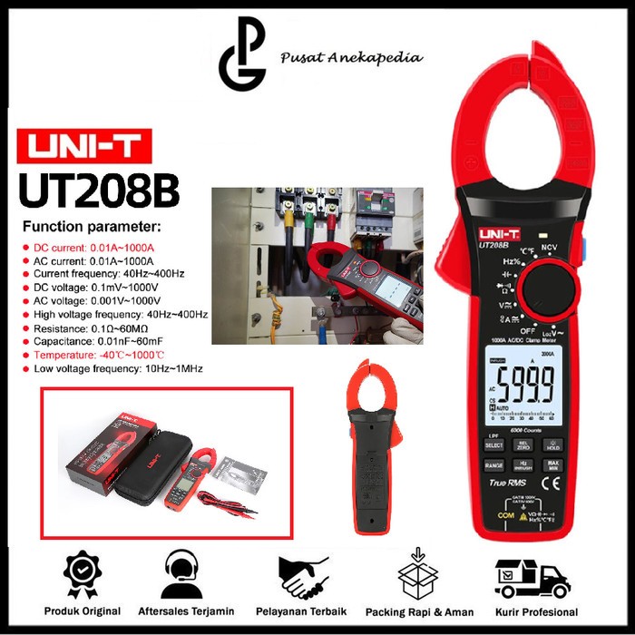 Jual UNI-T UT208B True RMS Digital Clamp Meter AC DC Current 1000A ...