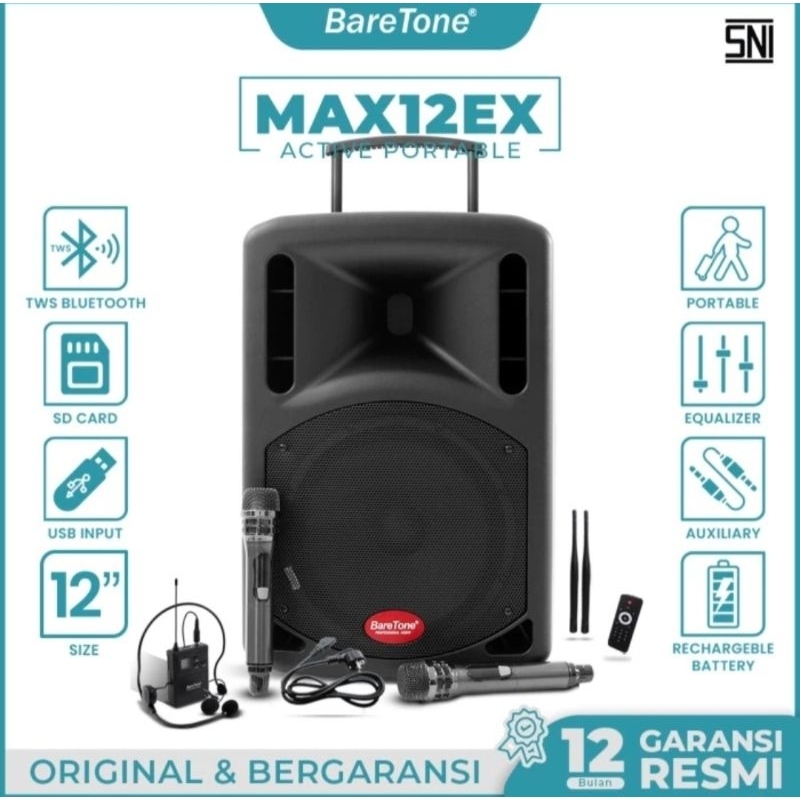 Jual Baretone Speaker Portable MAX12EX 12 Inch Garansi Resmi 1 Tahun ...