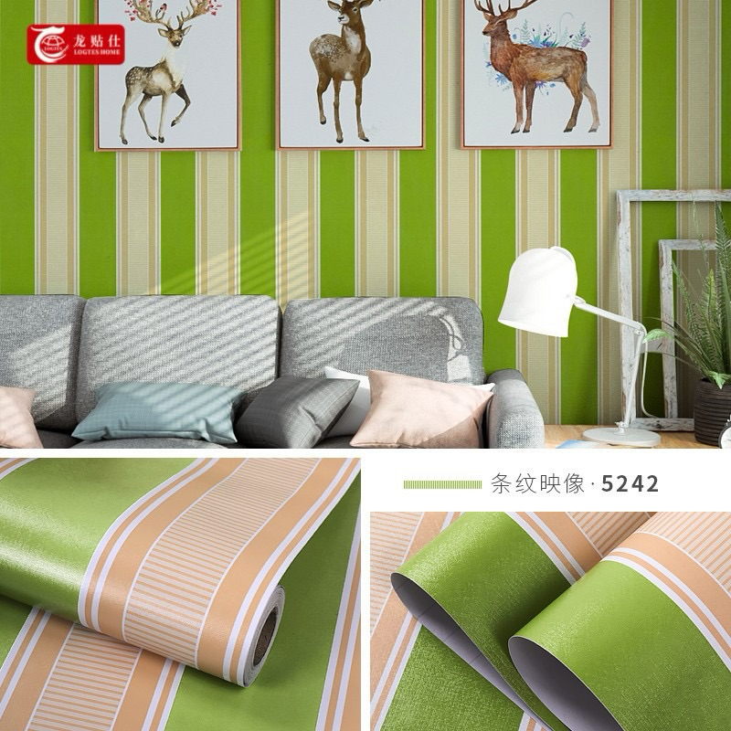 Jual Wallpaper Dinding Motif Salur Hijau Ukuran Panjang 8 s/d 9 Meter x Lebar 45CM | Shopee ...
