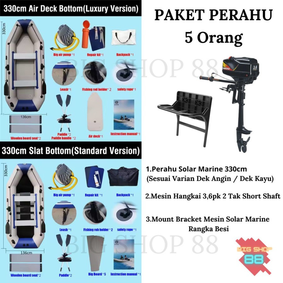 Jual Paket Perahu Karet PVC Solar Marine 5 Orang Inflatable Boat Solar Marine Mesin Perahu ...