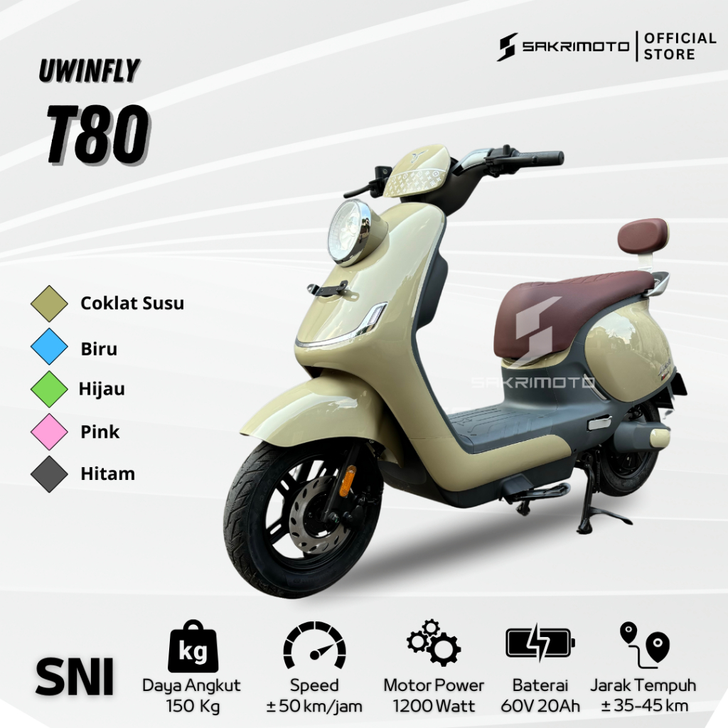 Jual Motor listrik UWINFLY murah garansi RESMI T80 cod selis molis ...