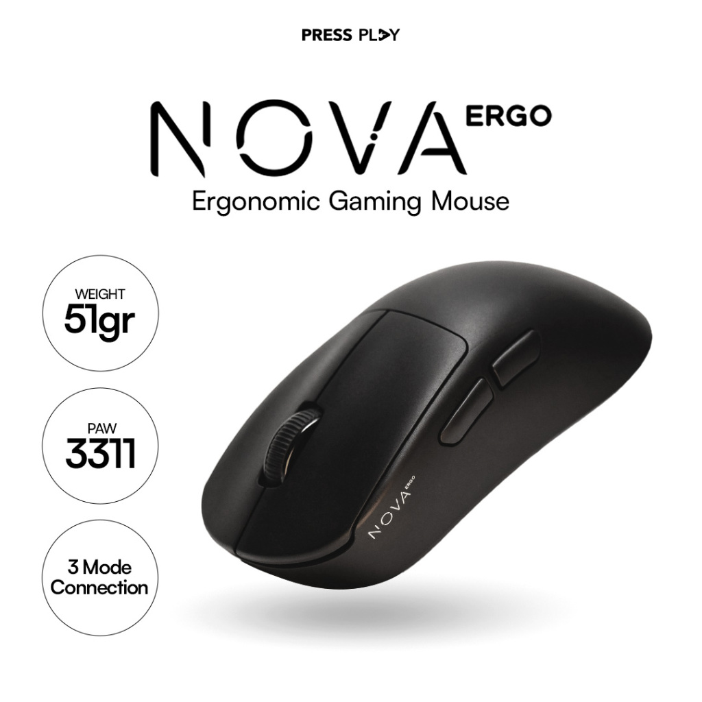 Jual NOVA Ergo Ergonomic Wireless Gaming Mouse by Press Play | Shopee ...