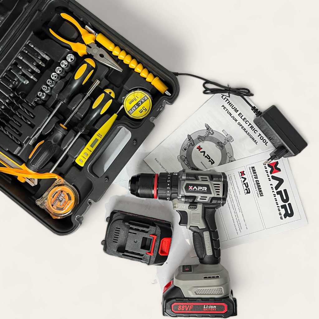 Jual APR BOR CORDLESS TYPE AP20+ 88V 13M BRUSHLESS MESIN BOR BATERAI ...