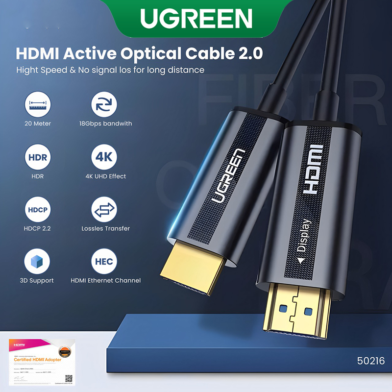 Jual UGREEN Kabel HDMi Fiber Optic Active 2.0 Male to Male 4K UHD HDR ...