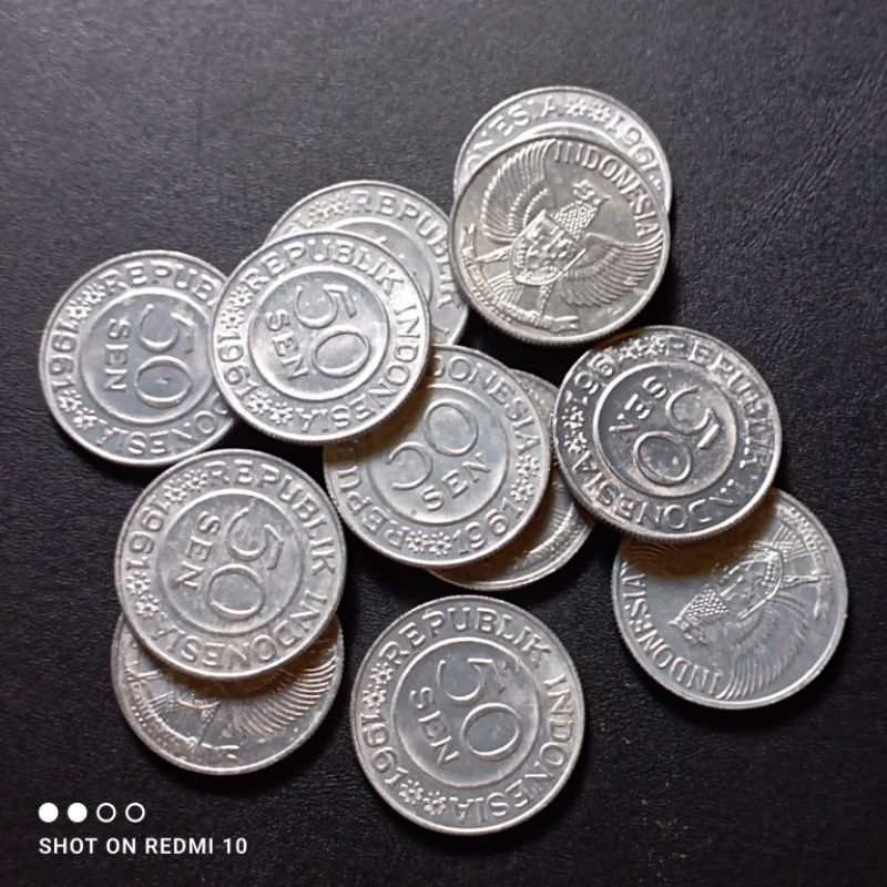 Jual uang koin kuno 50 sen garuda bekas bagus baik asli | Shopee Indonesia