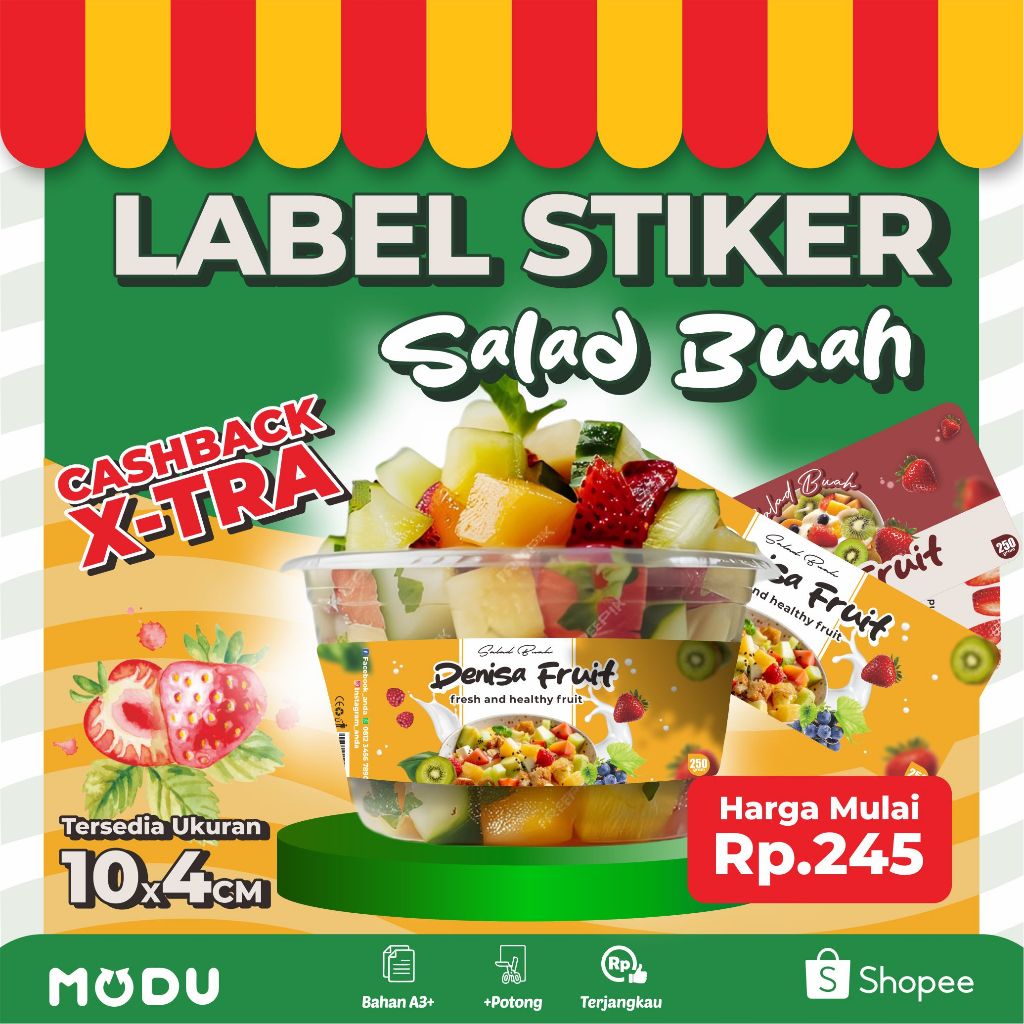 Jual Label stiker makanan salad buah cup bulat murah/aesthetic/keren ...