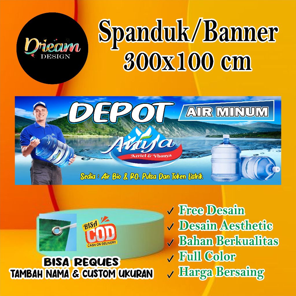 Jual Spanduk 300x100 cm depot air minum Custom Desain | Shopee Indonesia