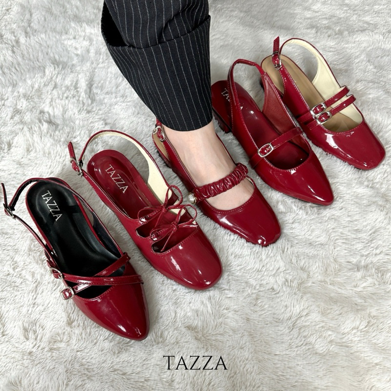 Jual Sepatu Flatshoes Maroon Wanita Heels 3cm TAZZA Merah Maroon ...