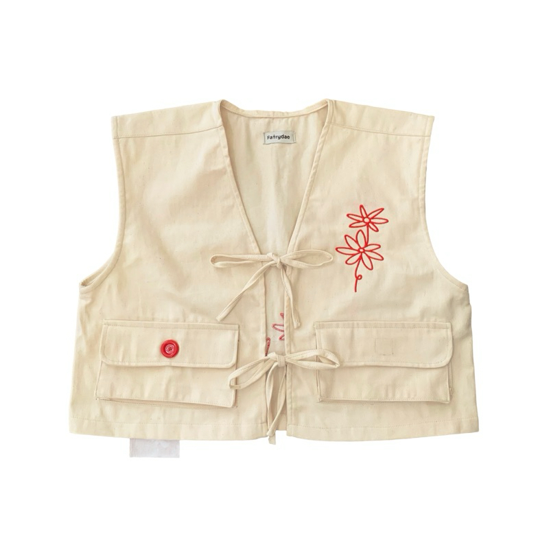Jual Daisy Vest Rompi Lucu - Rompi Wanita - Flower Embroidered Vest ...