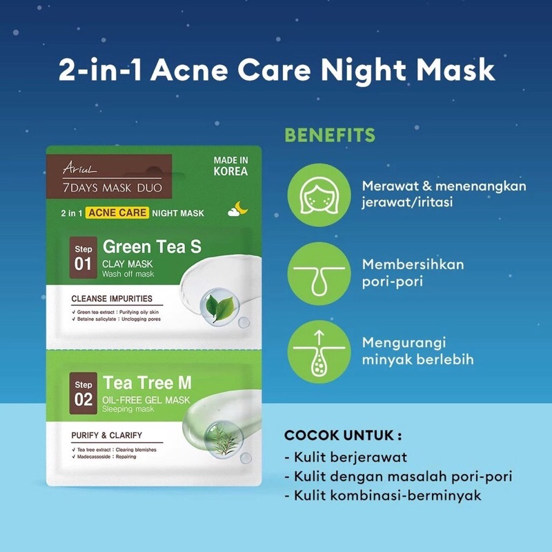 Jual Ariul 7Days Mask Duo 2 in 1 Acne Care Night Mask ED Des 2025 ...