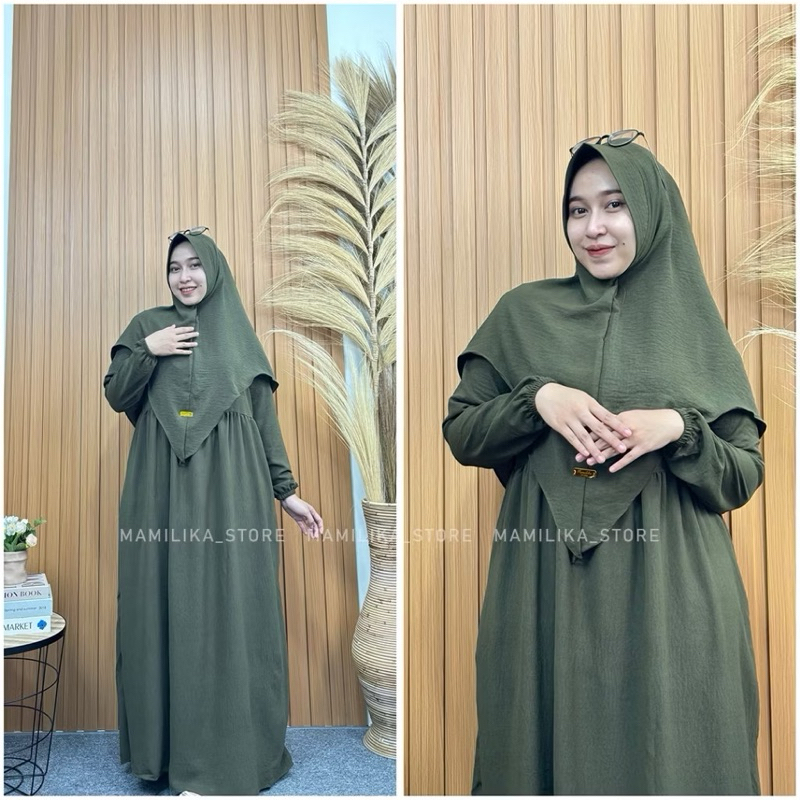 Jual Medina Set Hijab Gamis Syari Crinkle Airflow | Shopee Indonesia