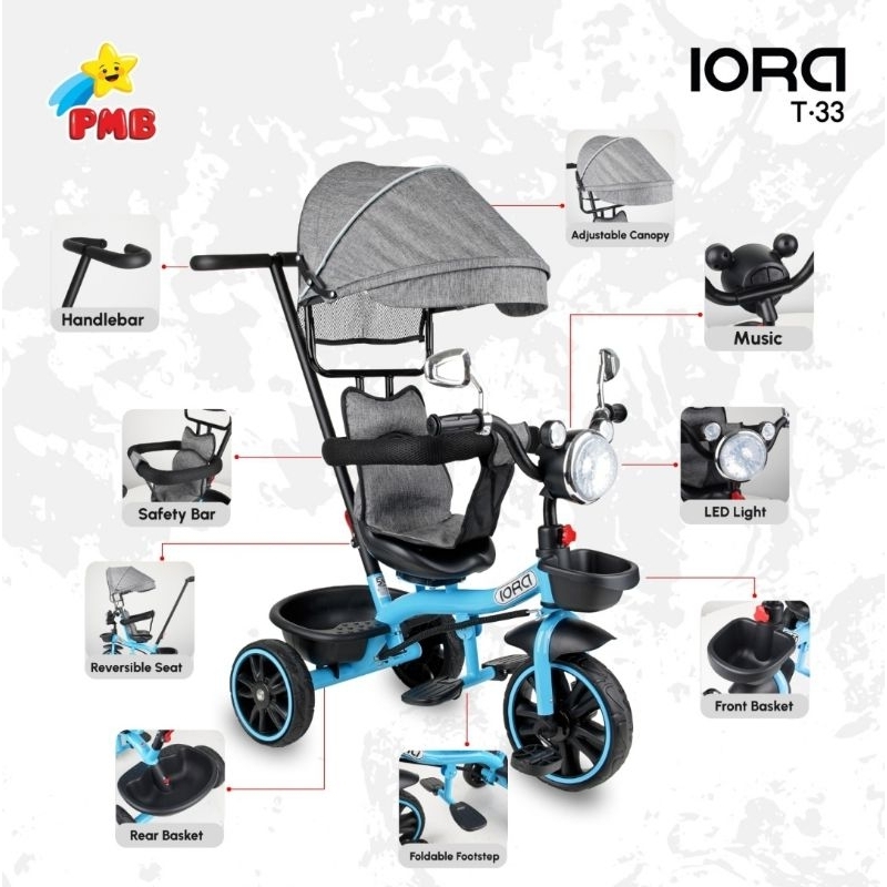 Jual Stroller Sepeda Anak Roda Tiga T33 PMB T-33 Iora T 33 Baby Tricycle Dorongan Anak ( kereta ...