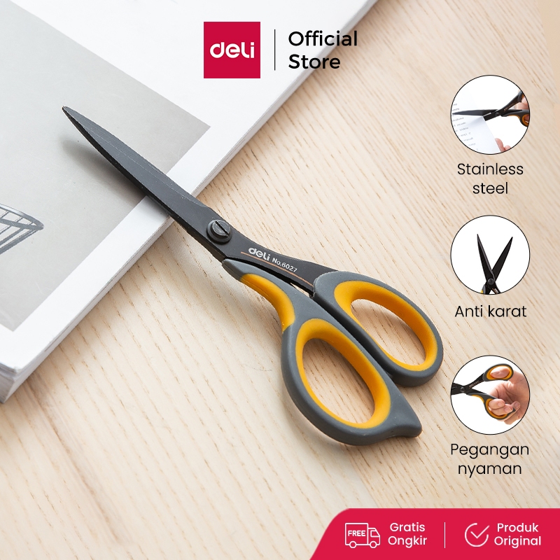 Jual Deli Gunting dengan pegangan lembut untuk kenyamanan 175mm E6027 | Shopee Indonesia